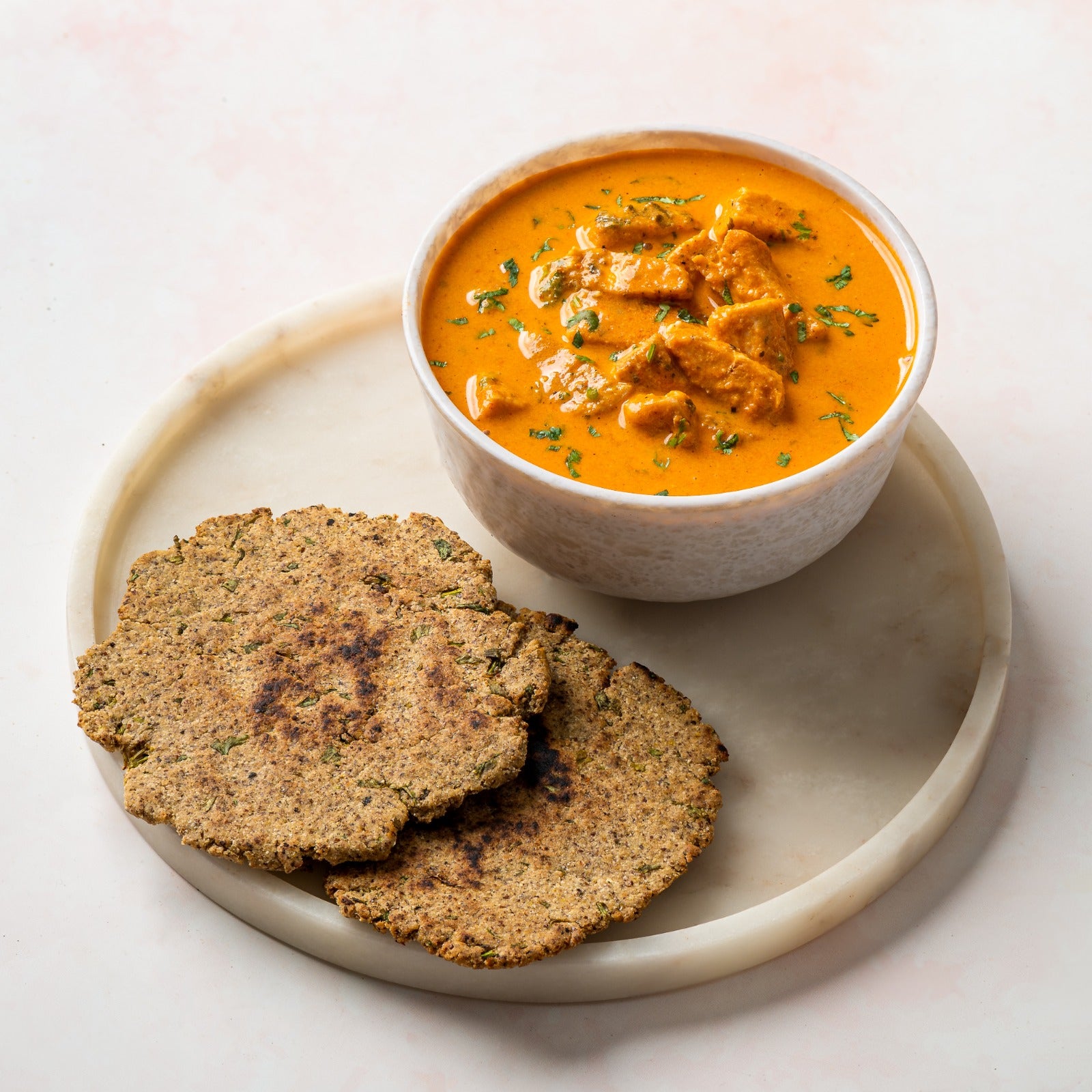 Butter Chicken With Almond Cheese Roti